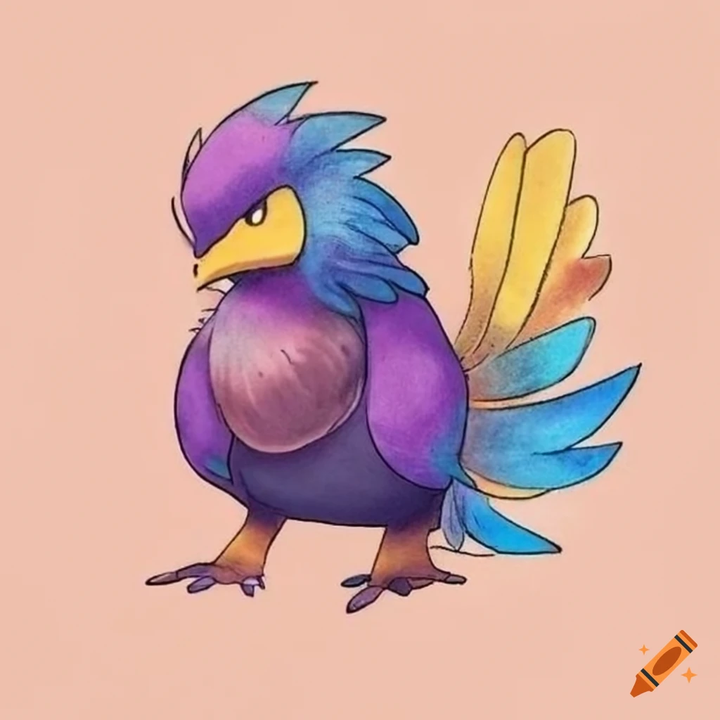 Blue bird with water element in a pokemon style on Craiyon