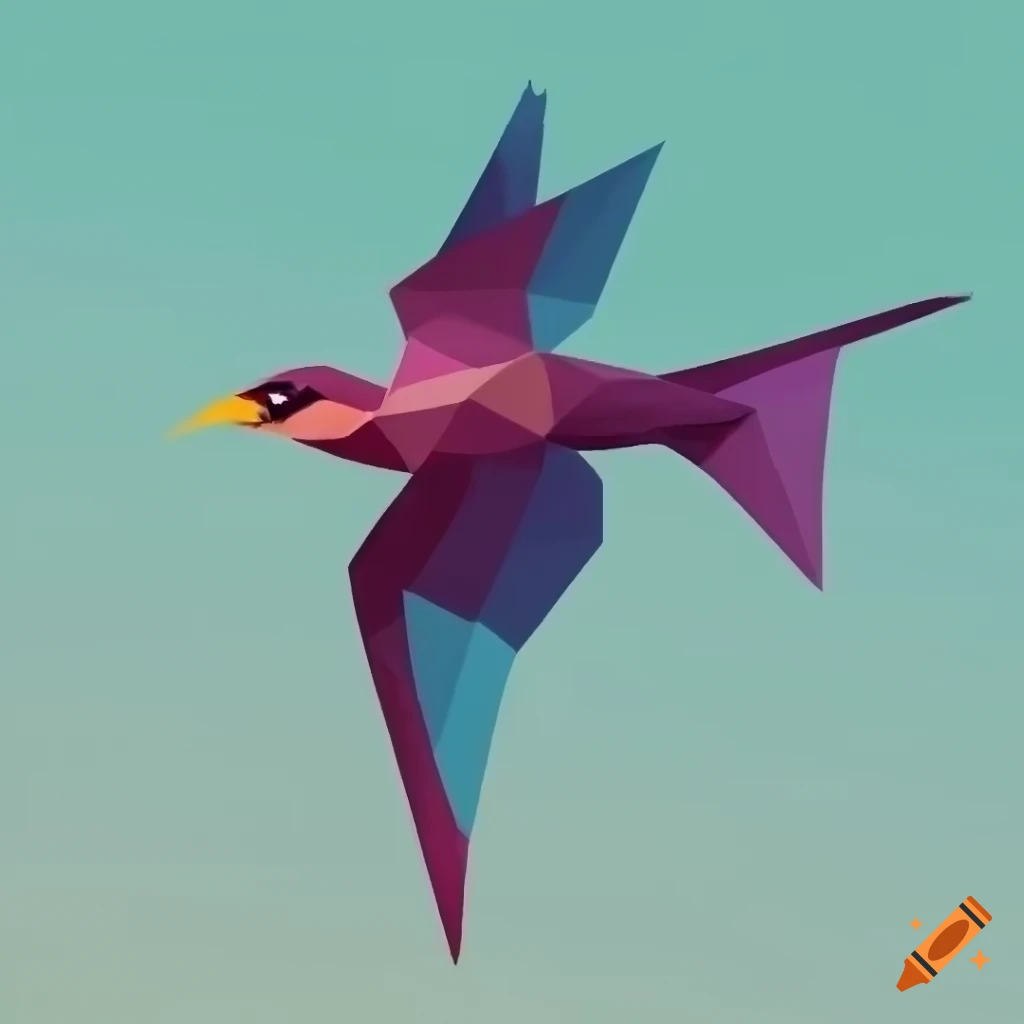 2d low poly bird in flight on Craiyon