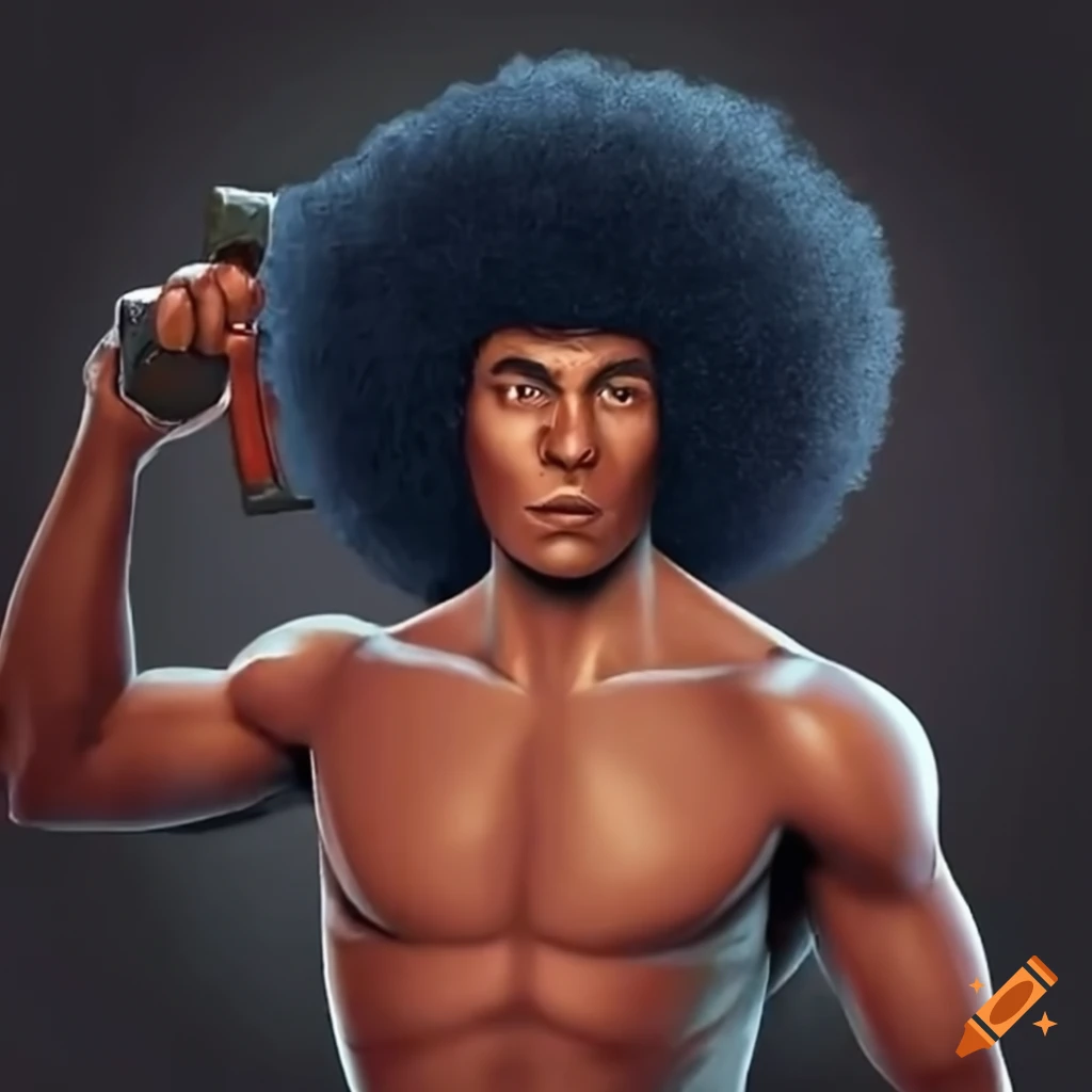 Arab superhero with afro in futuristic suit on Craiyon