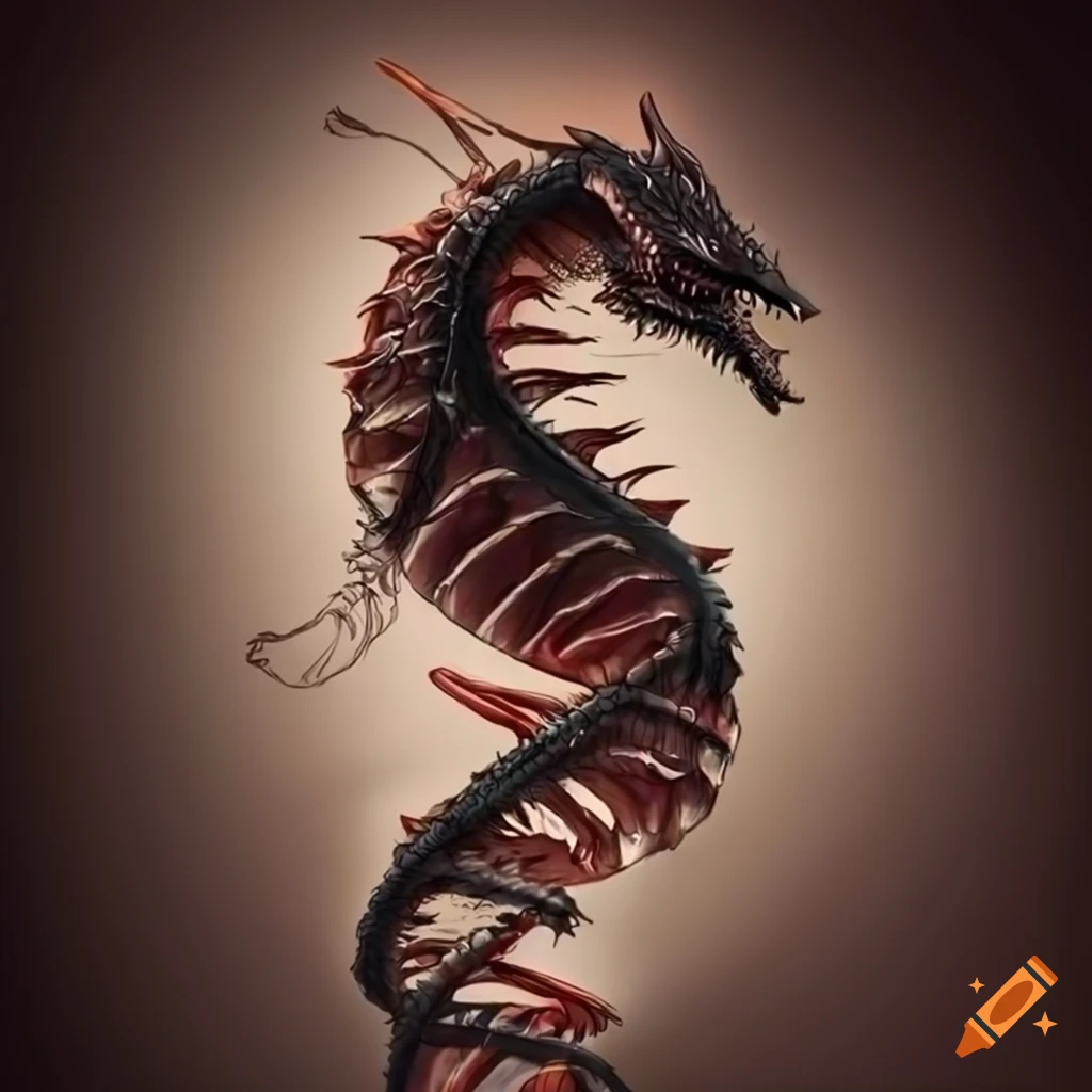 Illustration of DNA transforming into a dragon on Craiyon
