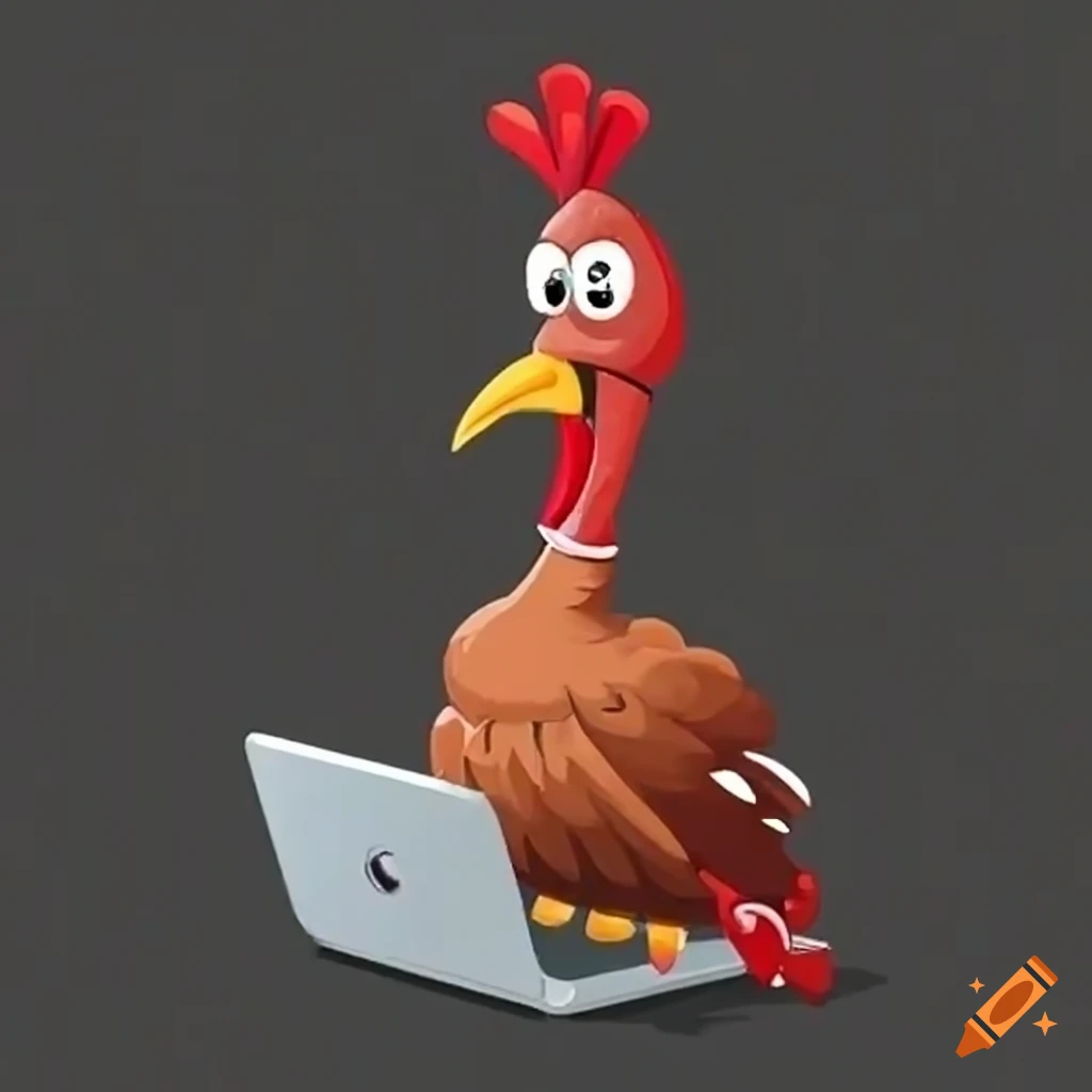 Cartoon turkey using a chromebook on Craiyon