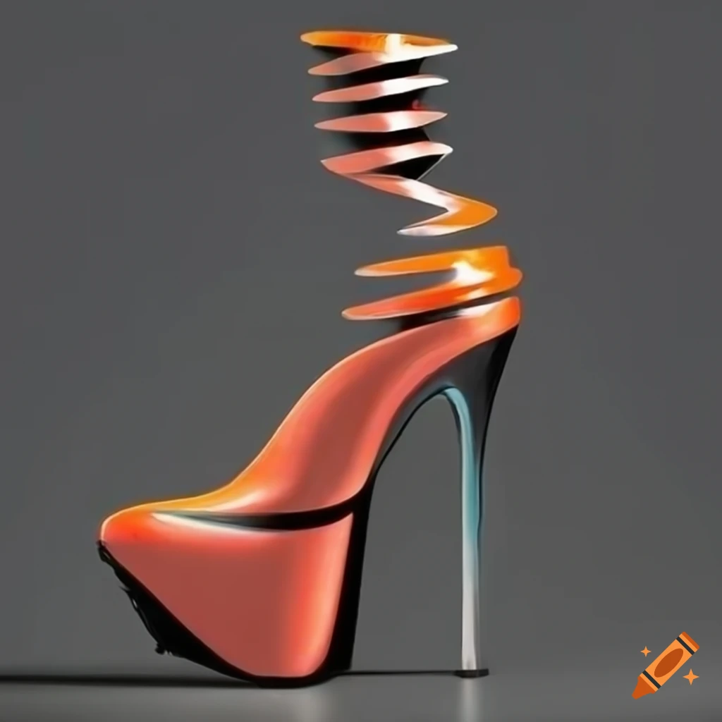 Red high heel shoe in profile on black background on Craiyon