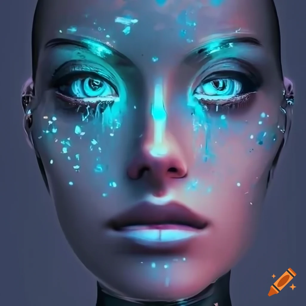 Futuristic illustration of a computer ai face on Craiyon