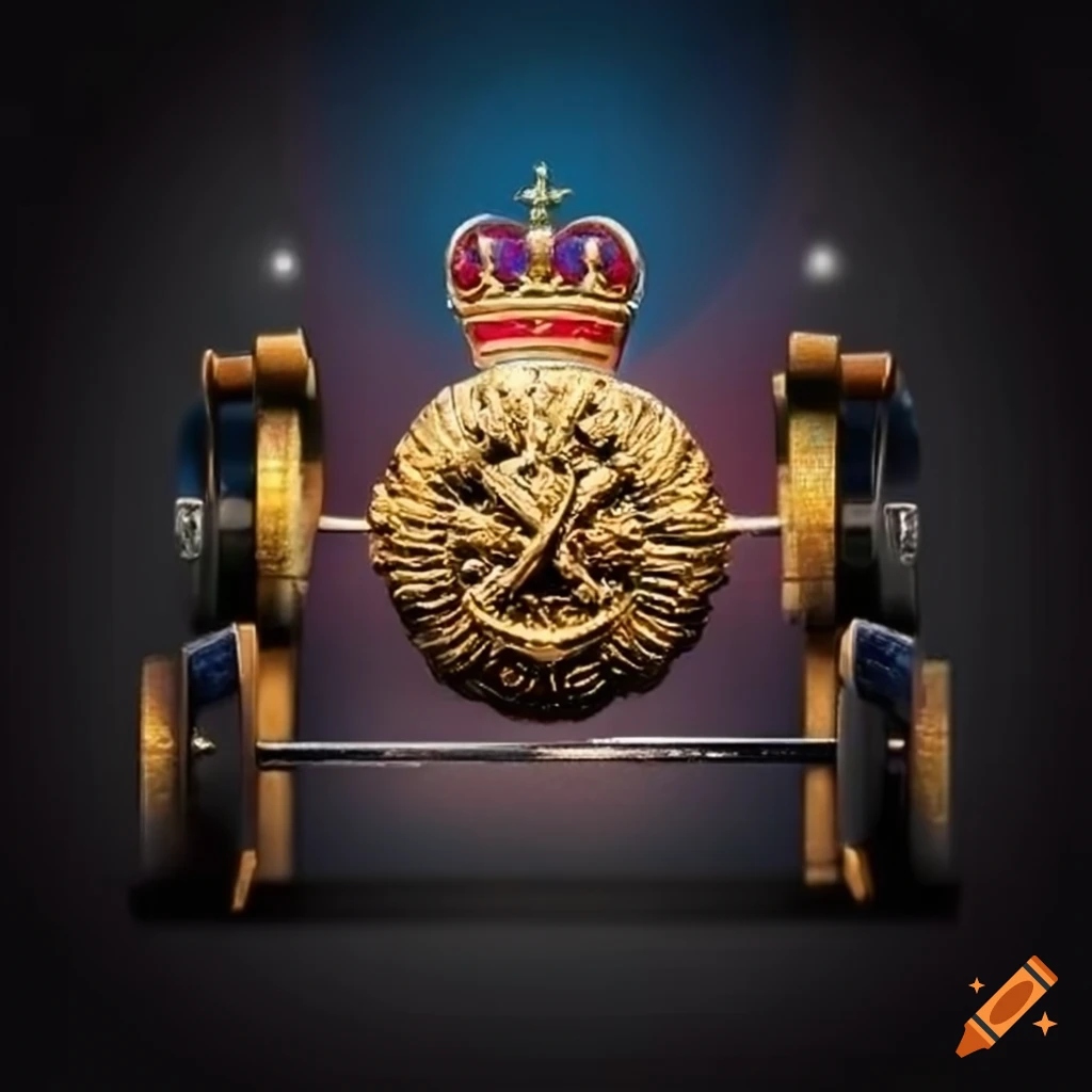 Badge of the Royal Order of Iron with barbells and strength on Craiyon