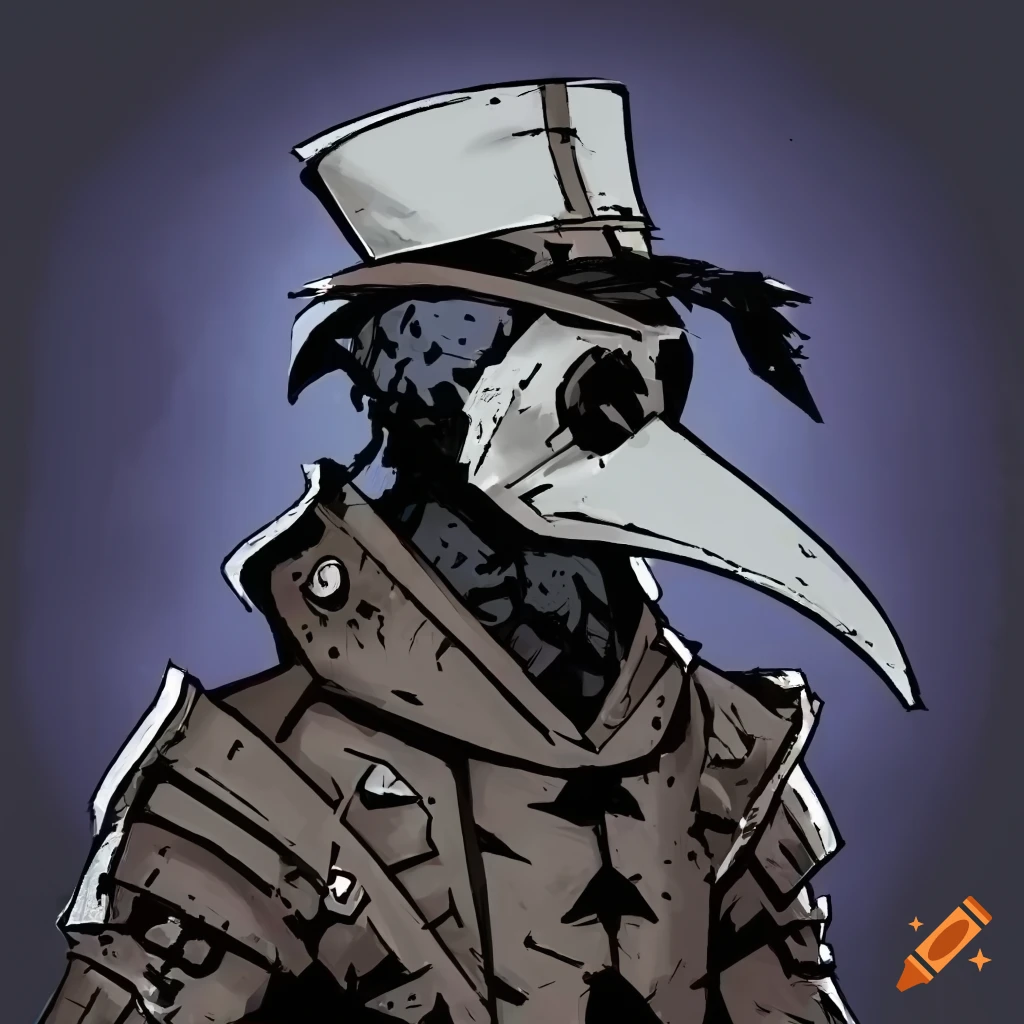 Plague doctor character in Darkest Dungeon style on Craiyon