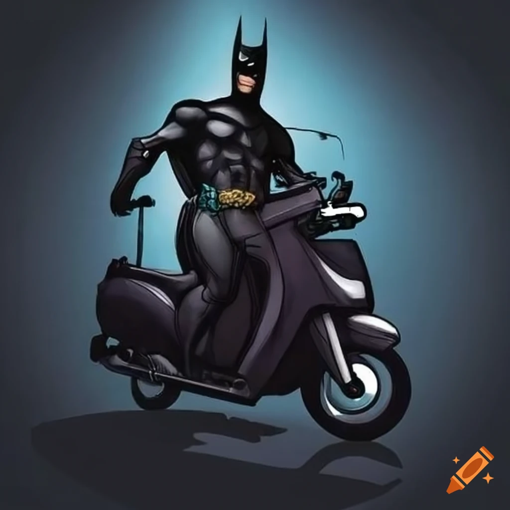 Image of batman riding a moped on Craiyon