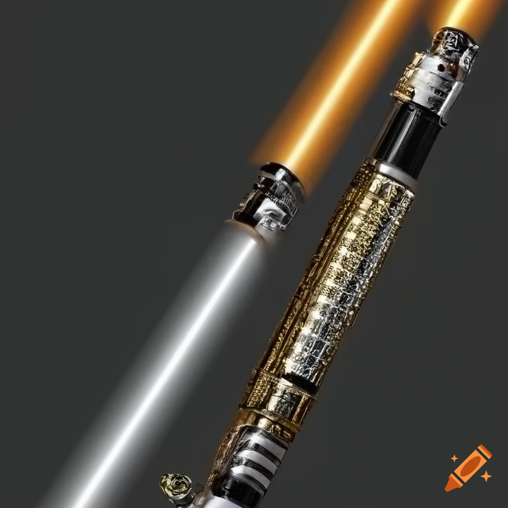 High-resolution lightsabers with gold and silver etchings on Craiyon