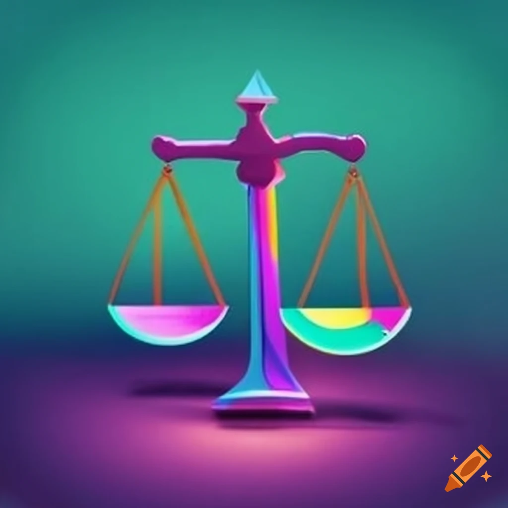 Colorful scales representing justice on Craiyon