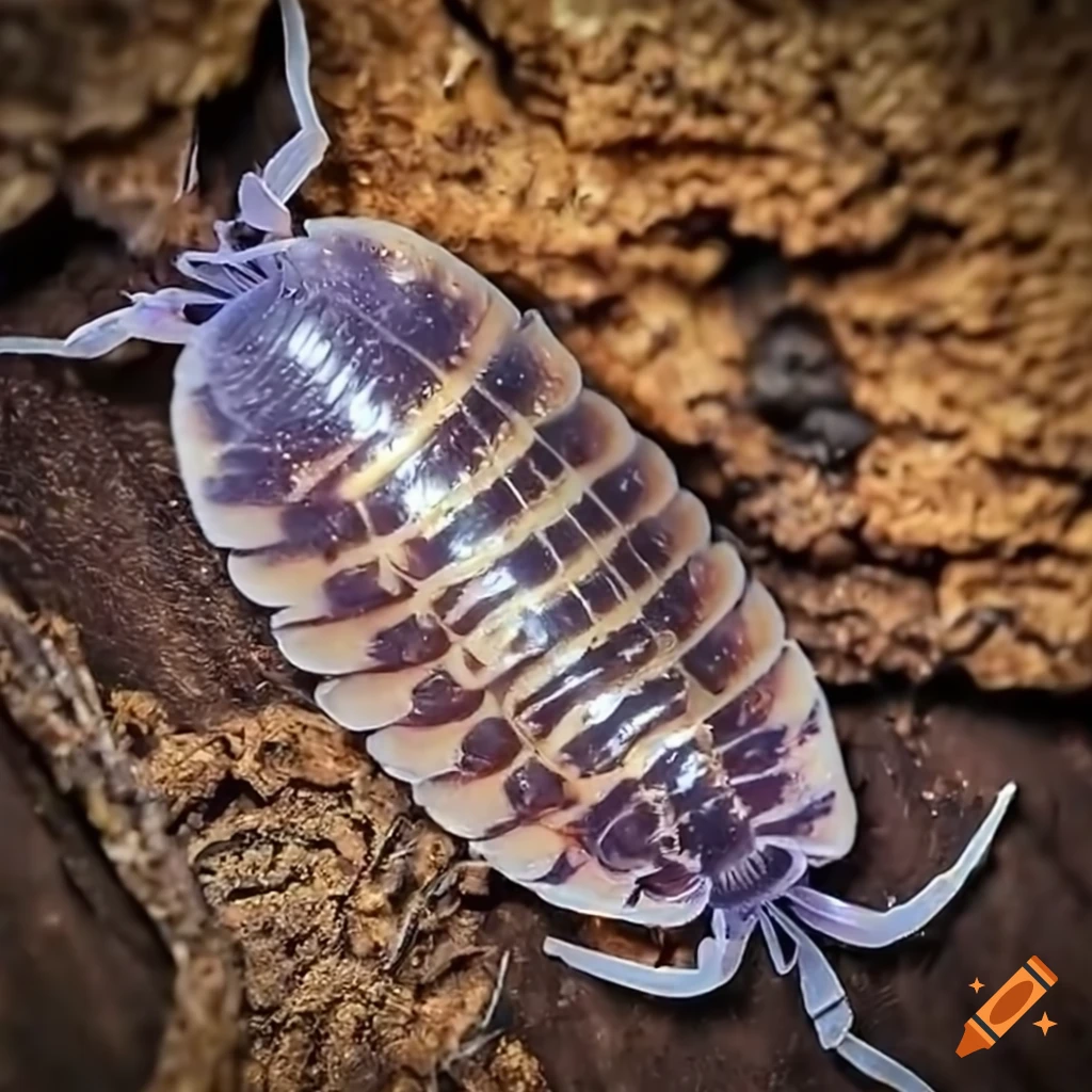 Close-up of a fascinating isopod porcellio on Craiyon