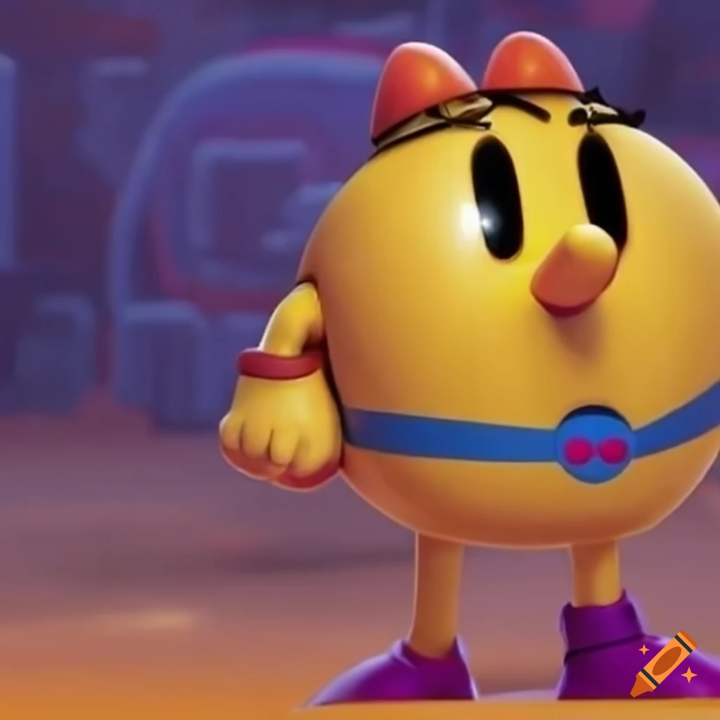 Pac-man and q-bert in an epic gaming battle on Craiyon