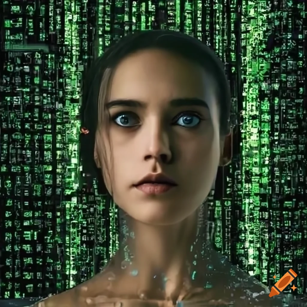 Matrix AI face looking directly at you on Craiyon