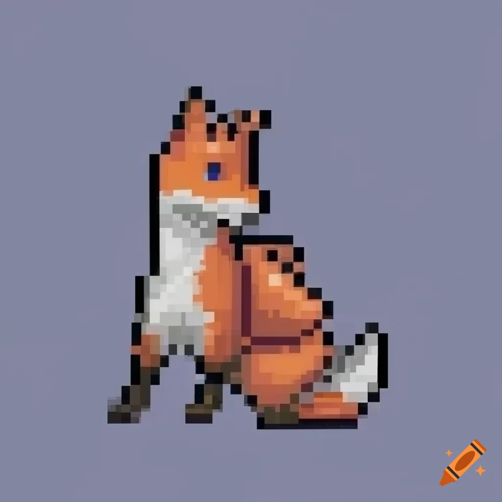 Side view pixel art fox game sprite on Craiyon