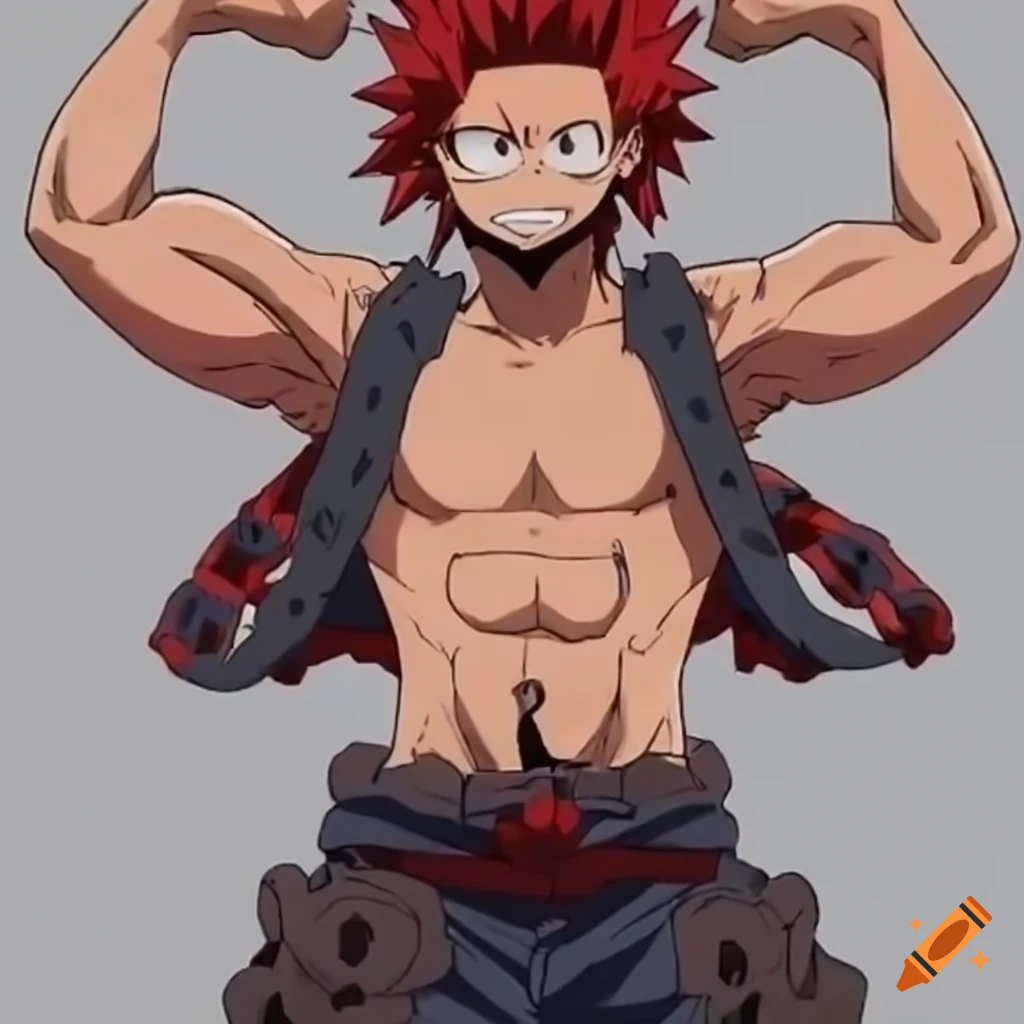 Kirishima eijiro flexing his muscles on Craiyon