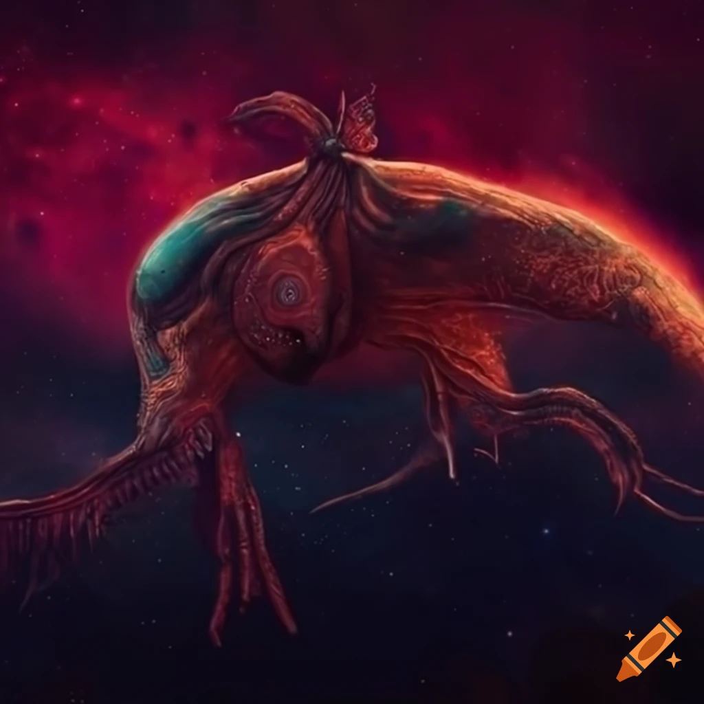 Colorful alien creatures in cosmic landscape on Craiyon