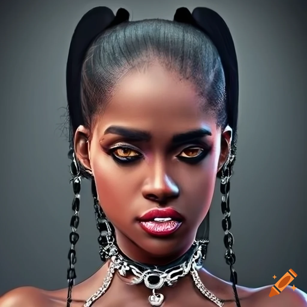 Portrait of a black woman with striking features on Craiyon