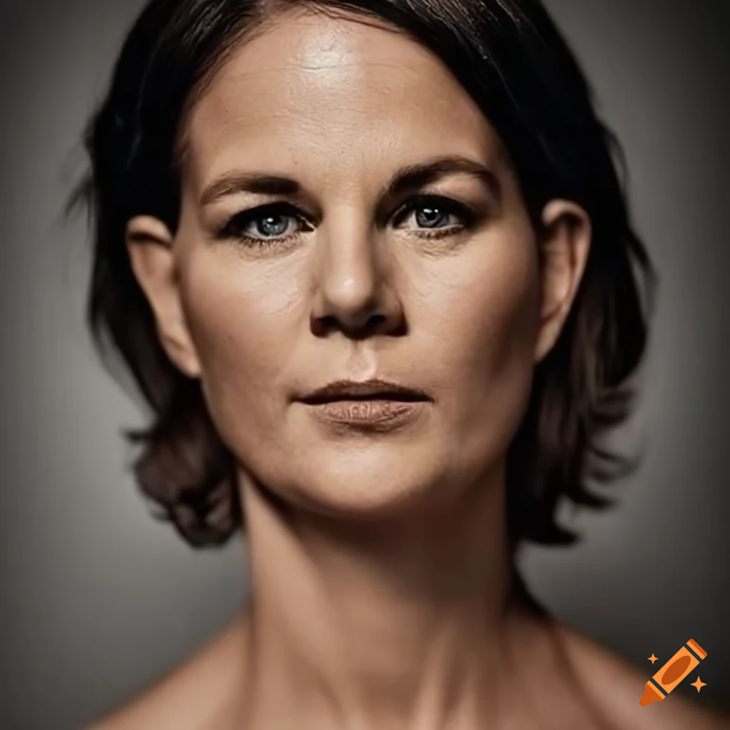 Close-up portrait of Annalena Baerbock with captivating eyes on Craiyon