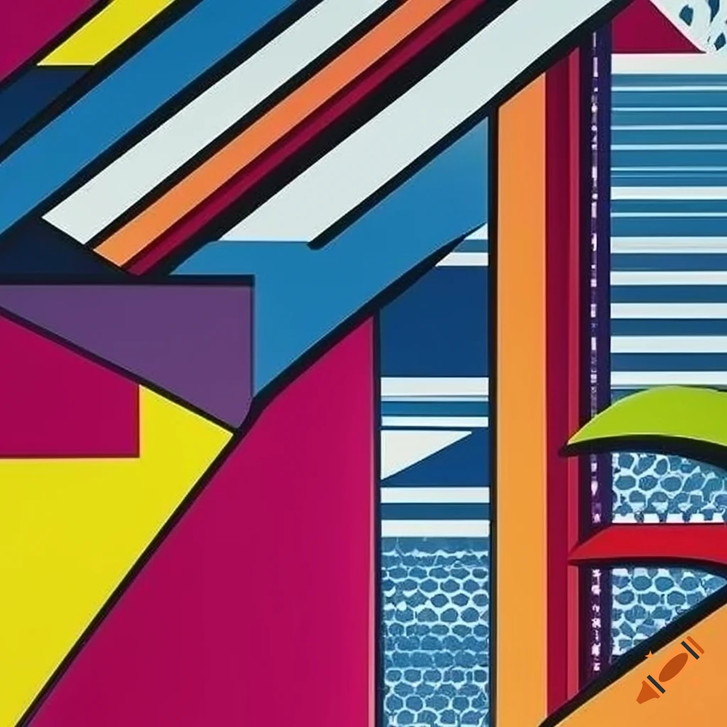 Colorful pop art abstract collage by roy lichtenstein