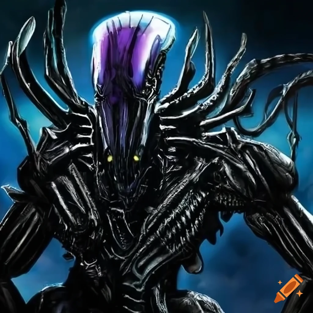 Colored pencil art of guyver/xenomorph hybrid on Craiyon