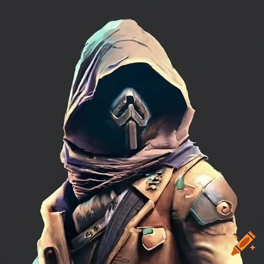 Gamer icon wearing a gasmask with long rifles on Craiyon