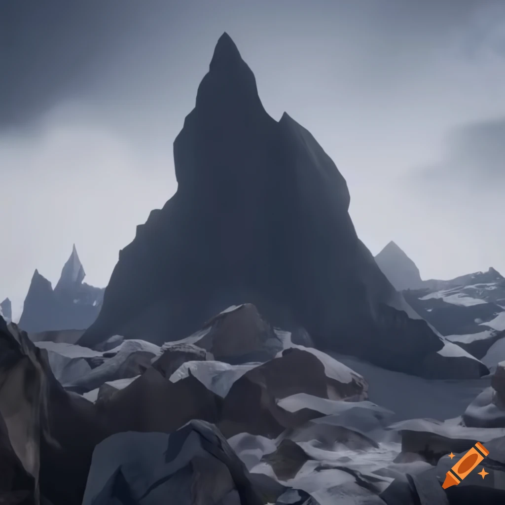 Screenshot of snowy mountains in unreal engine 5 on Craiyon