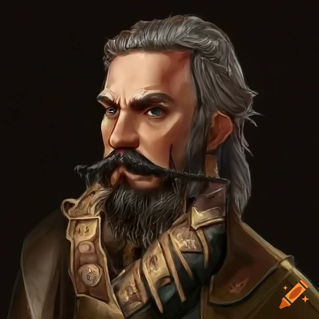 Portrait of a guard captain with a stylish mustache on Craiyon