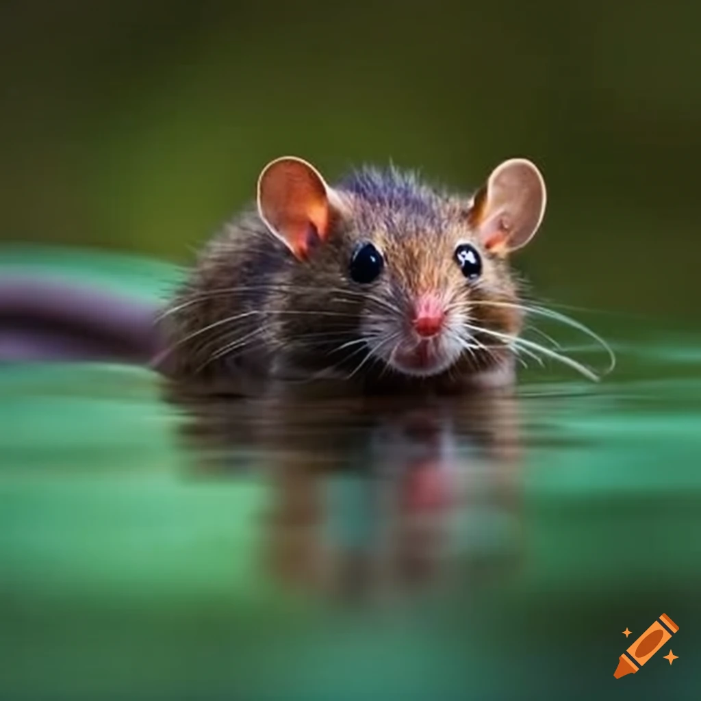A rat floating on its back in the river on Craiyon