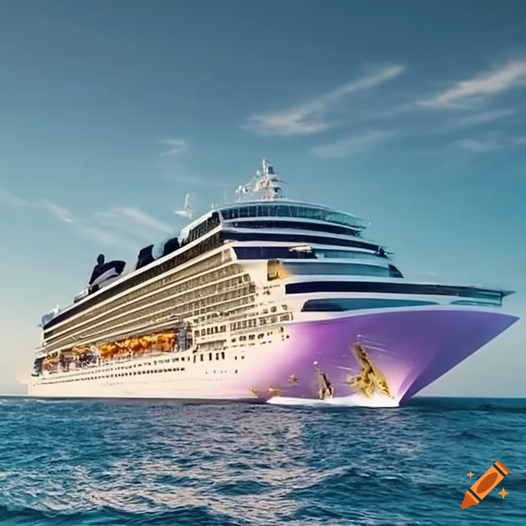 Luxurious cruise in purple, white, and gold theme on Craiyon