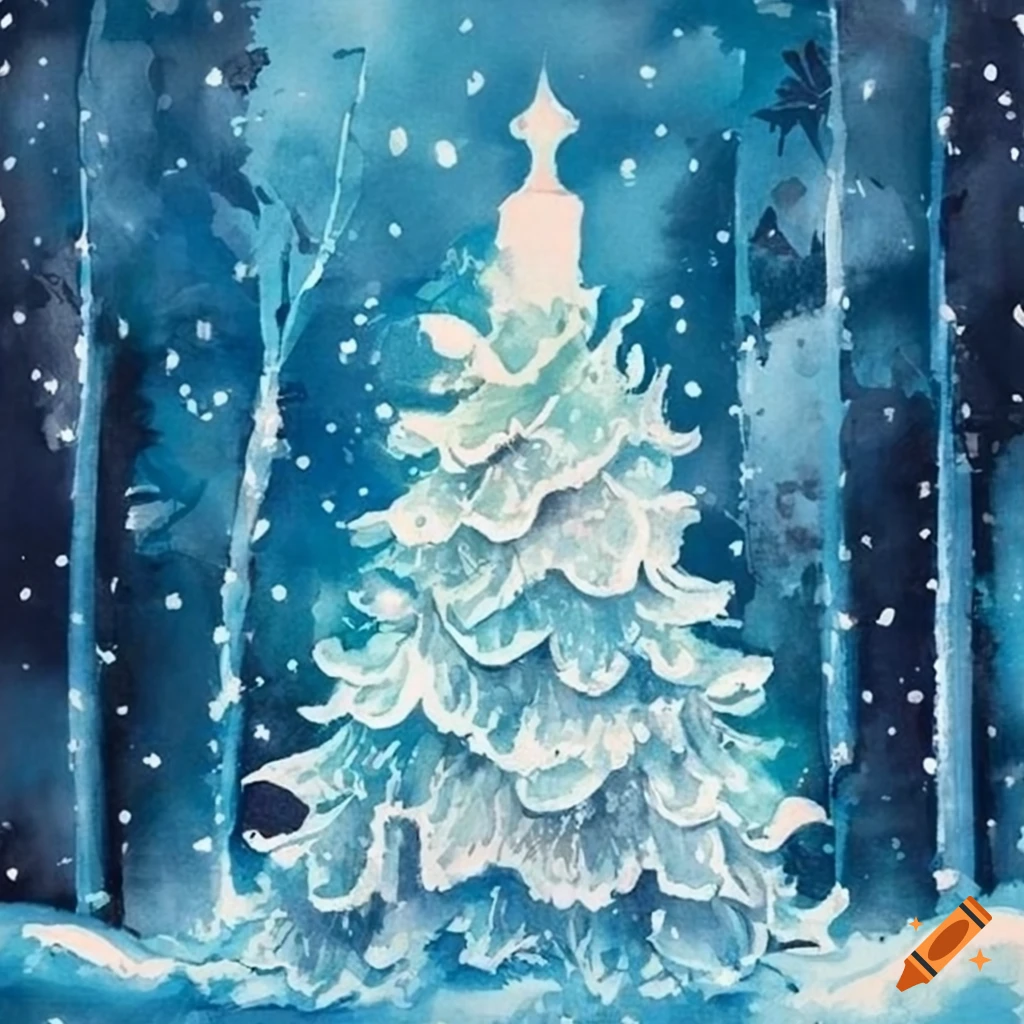 Watercolor christmas card with soviet style theme