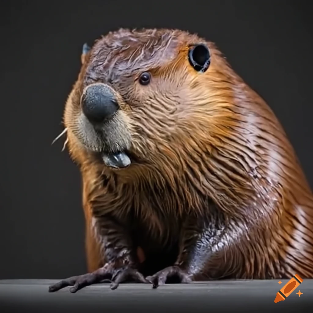 Humorous image of a beaver as a bodybuilder on Craiyon