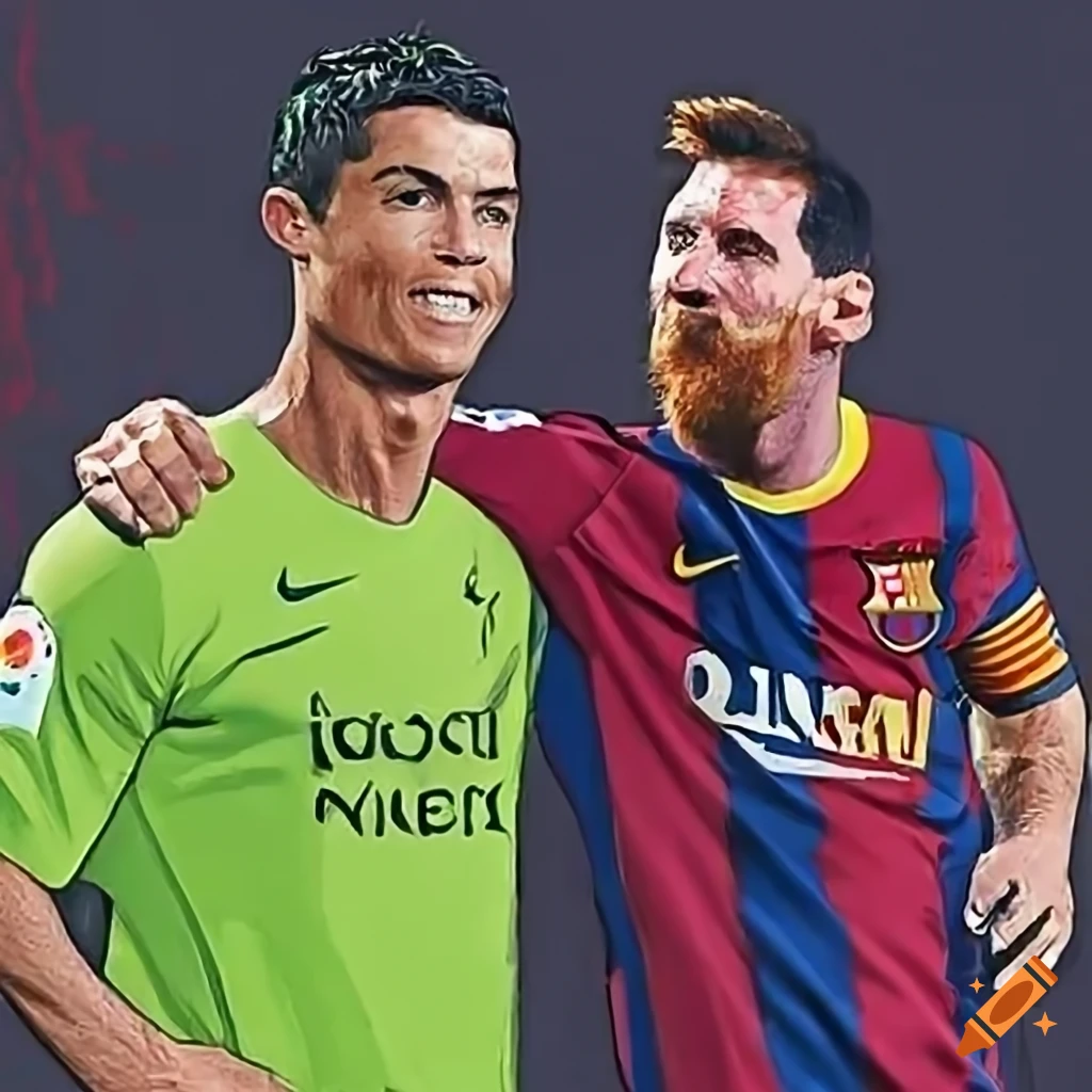 Illustration of messi and ronaldo in an epic rivalry on Craiyon