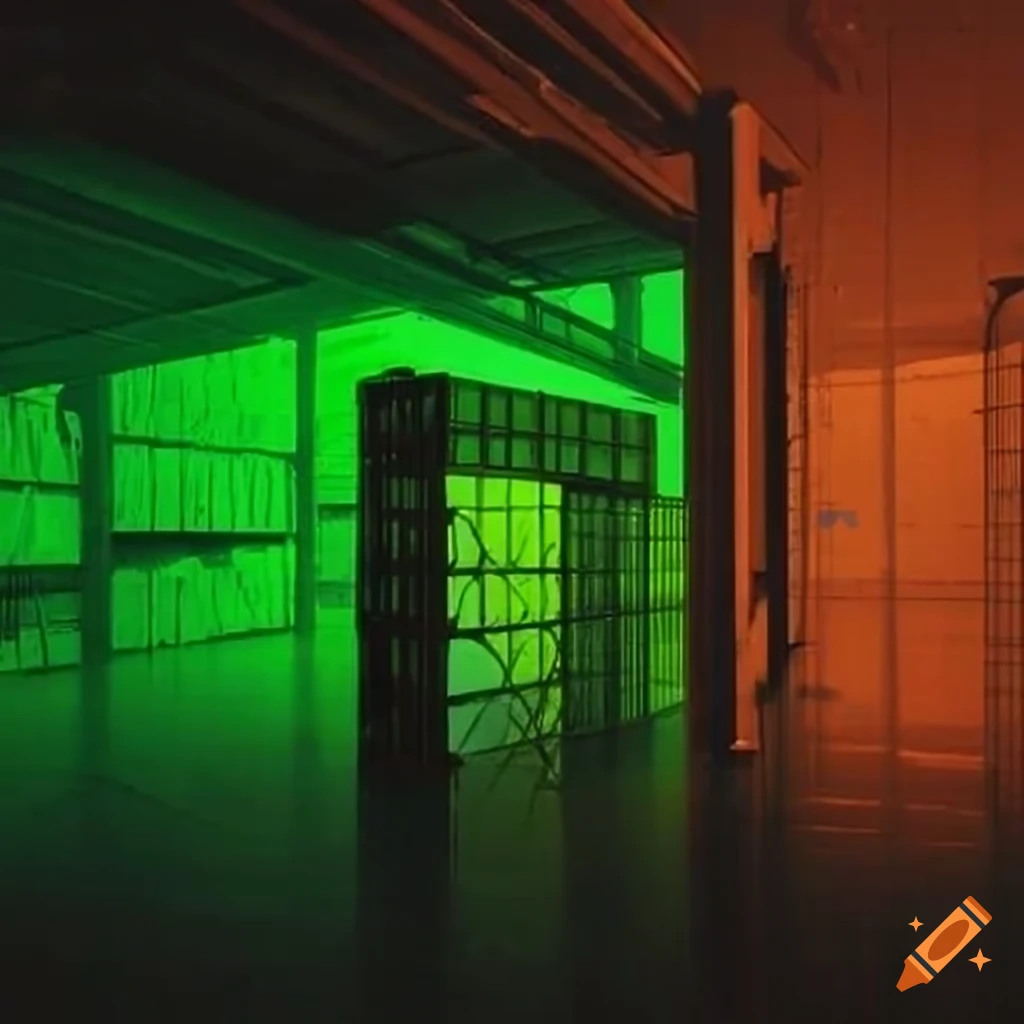Colorful warehouse interior on Craiyon