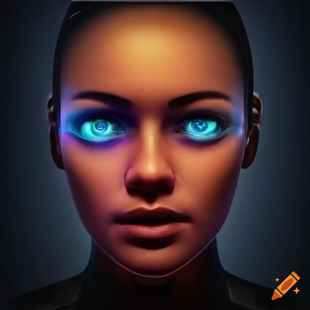Futuristic Illustration Of A Computer Ai Face On Craiyon