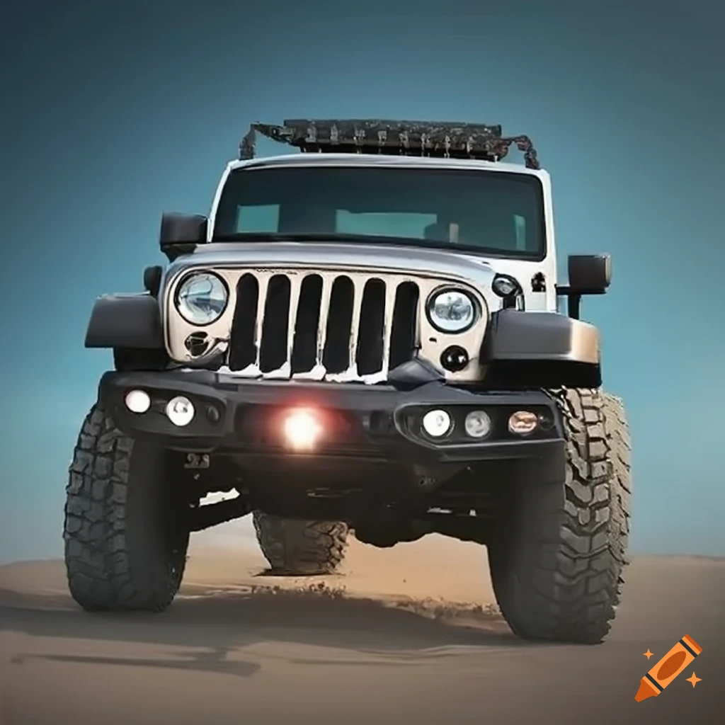 Jeep with solar panels on the roof on Craiyon