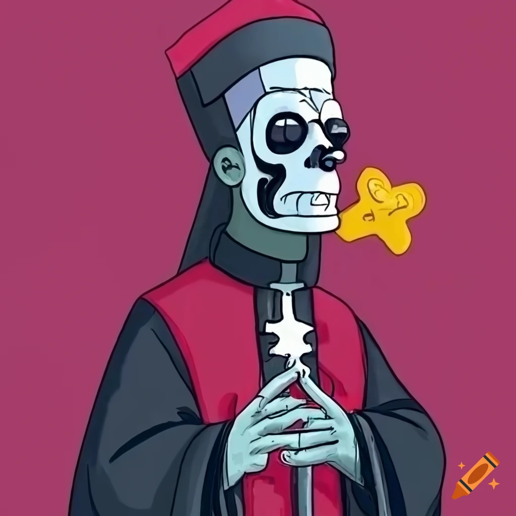 Simpsons art of Reverend Lovejoy as Papa Emeritus on Craiyon