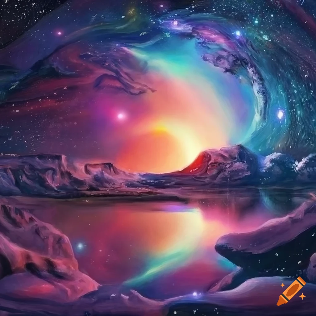 Abstract cosmic mountains in space on Craiyon