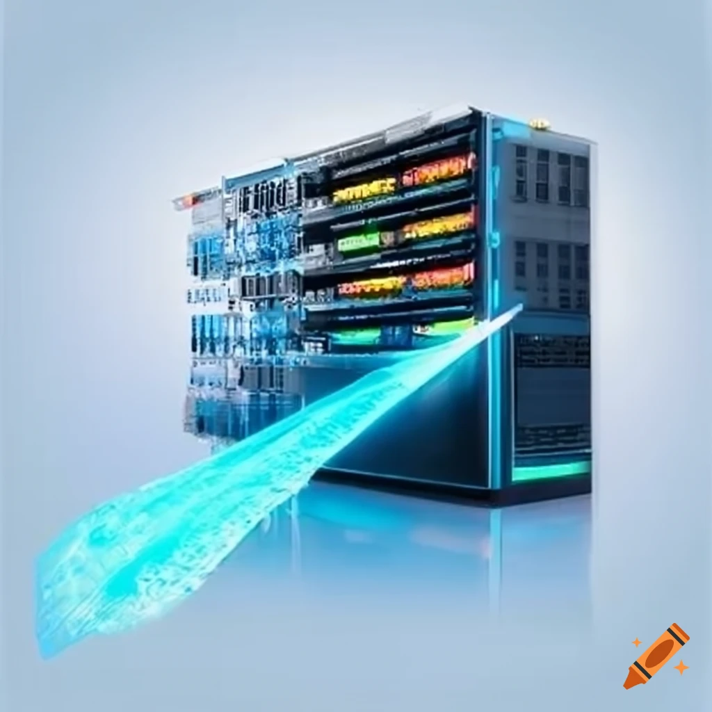 Illustration of servers connected by bridges on Craiyon