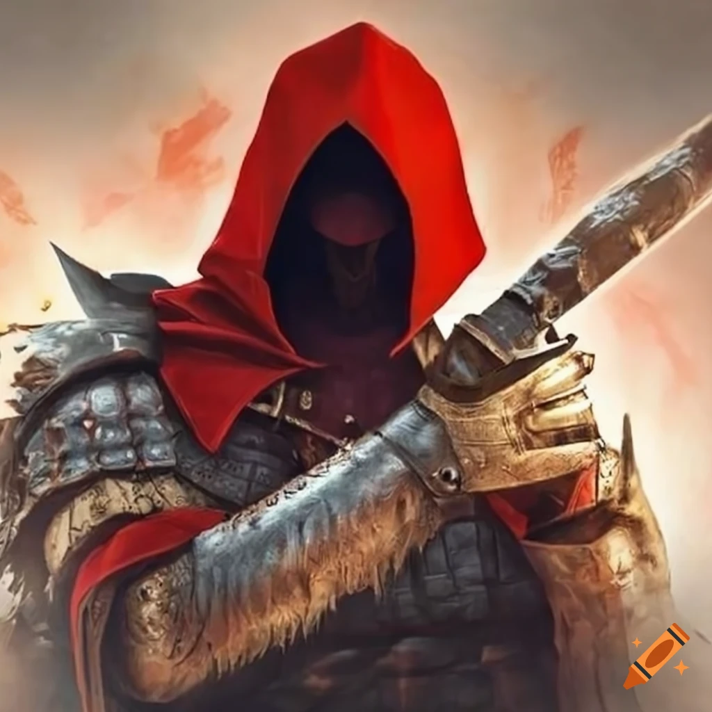 Red hood as a medieval warrior art on Craiyon