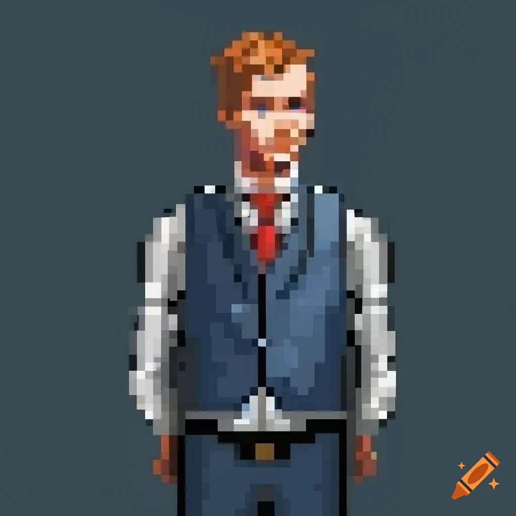 Pixel art of a suit vest on Craiyon