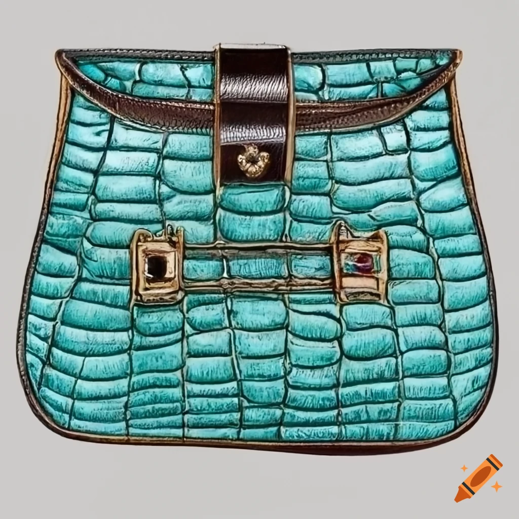 Turquoise alligator purse with ebony buckle