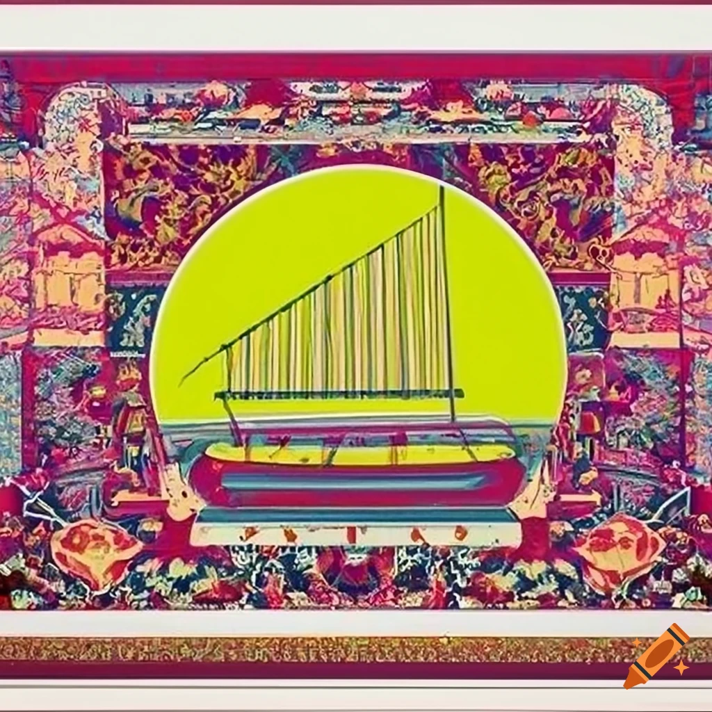 Retro abstract poster with vibrant colors and collage style