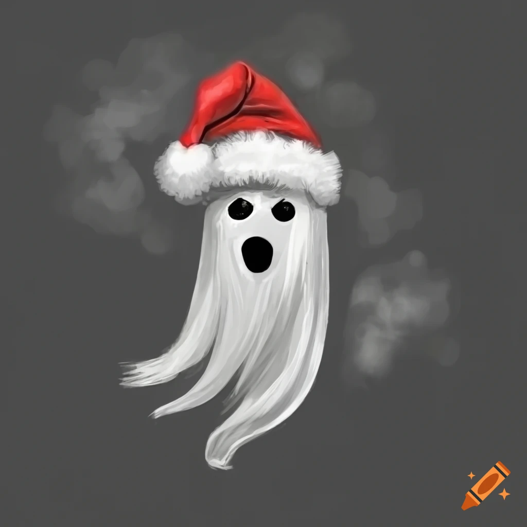 Ghost wearing a santa hat