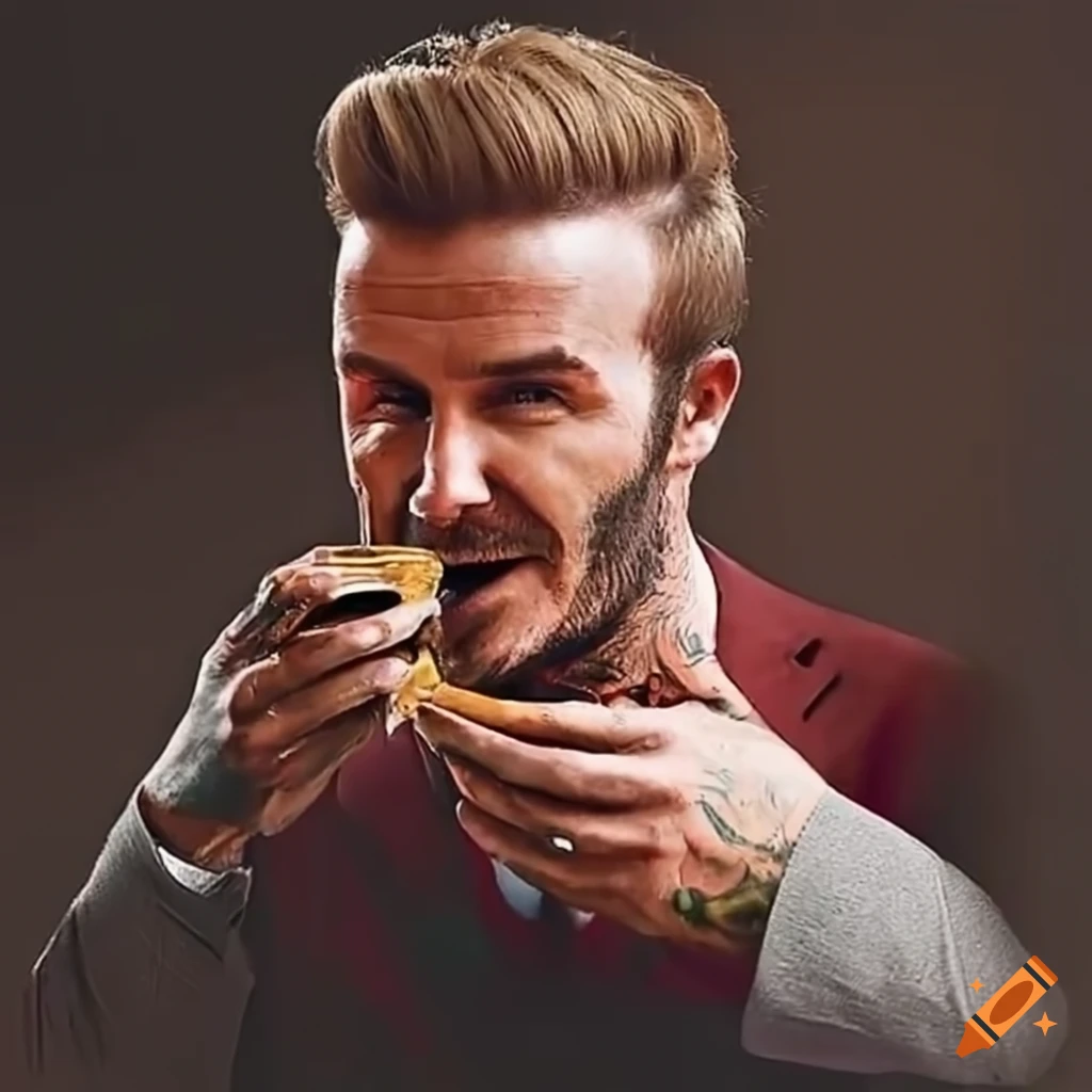 David beckham enjoying a meal on Craiyon