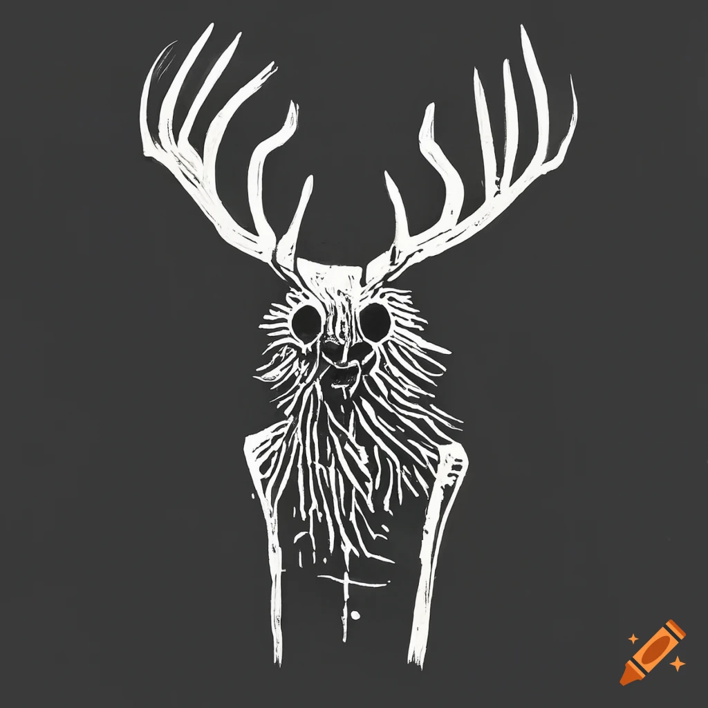 Minimalist black and white linocut line art on Craiyon