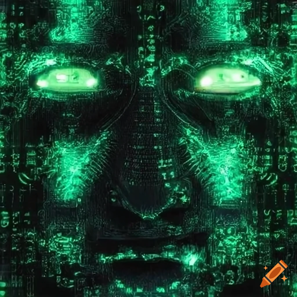 Matrix ai face staring directly on Craiyon