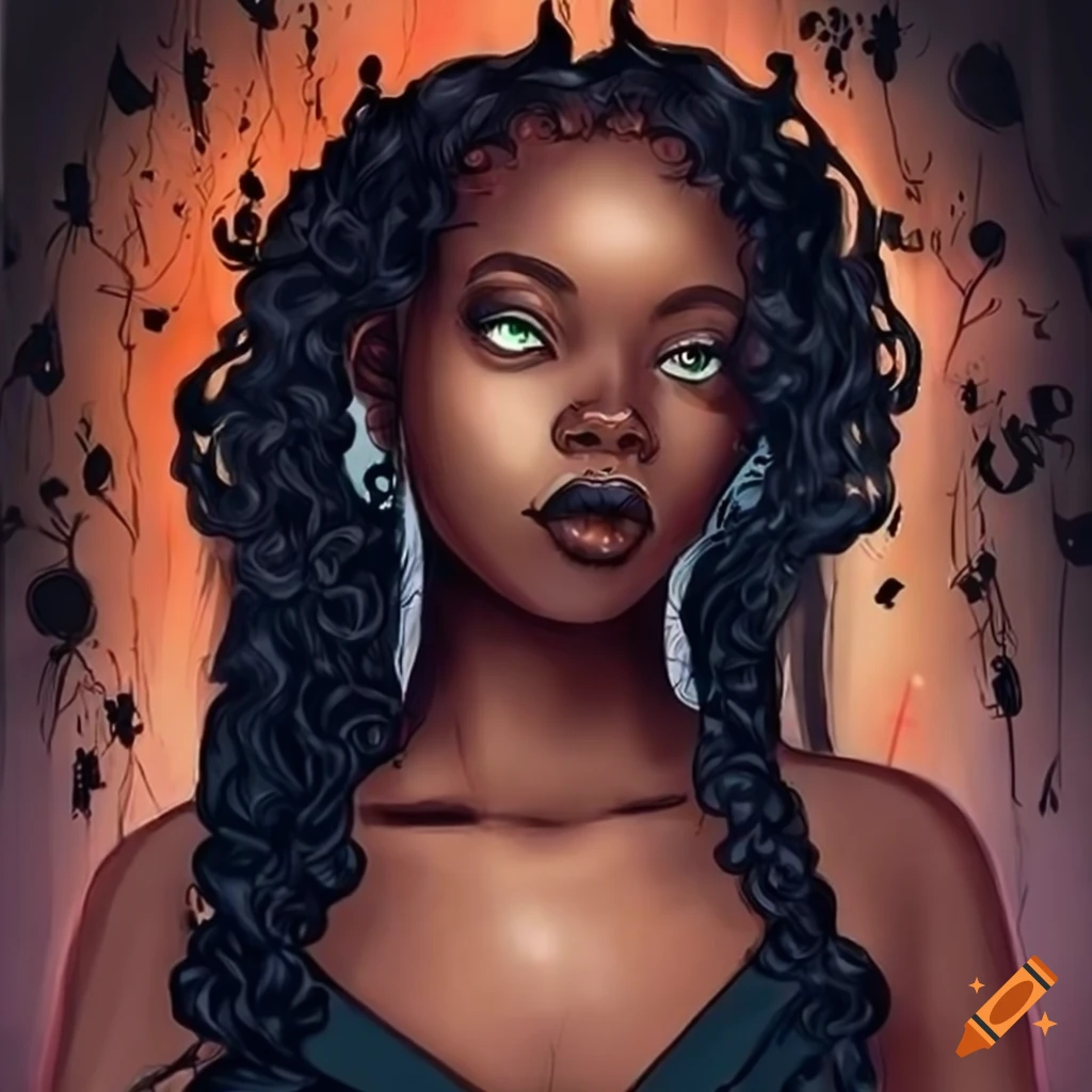 Illustration of a black girl in a tarot card