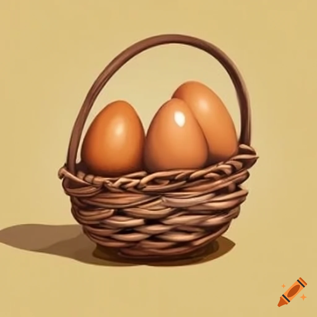 Basket filled with eggs on Craiyon