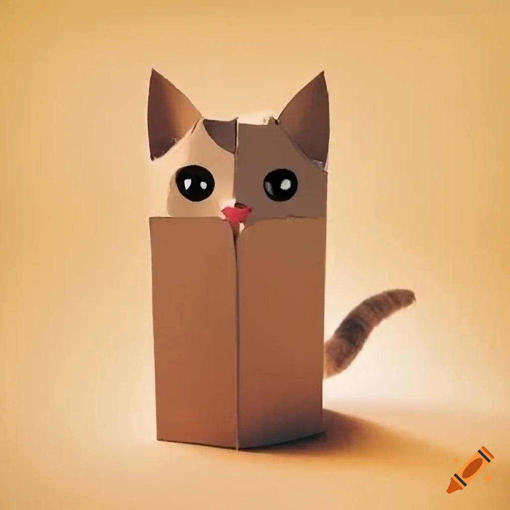 Cat made of cardboard on Craiyon