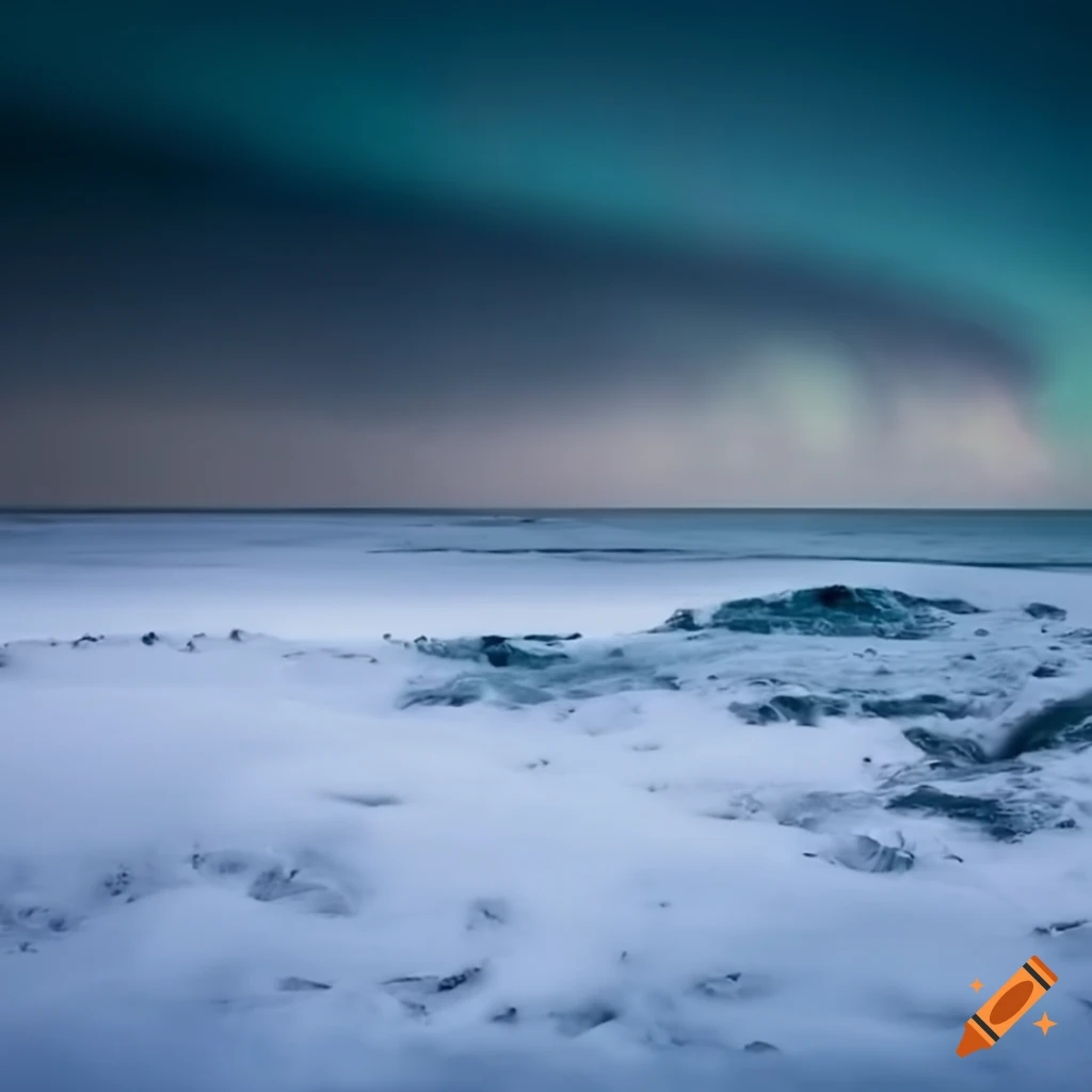 Snow storm over the ocean on Craiyon