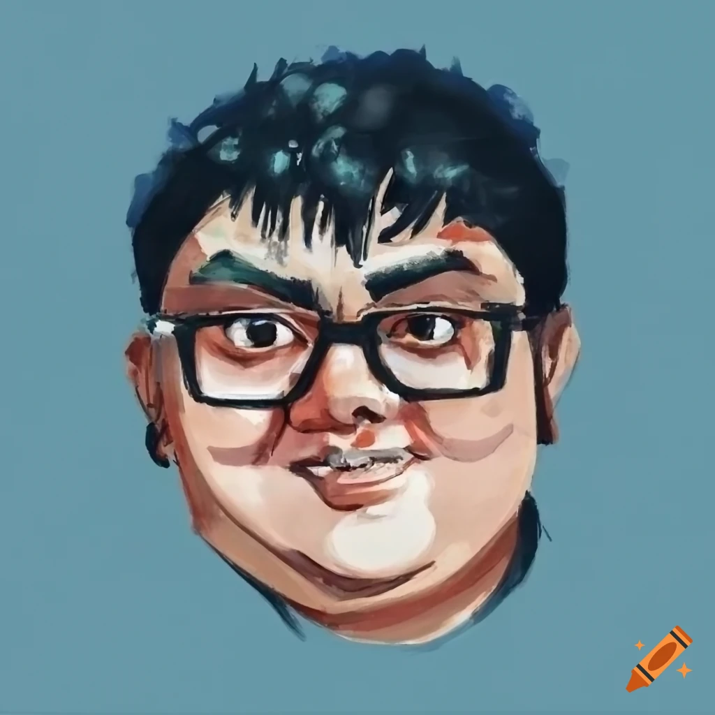 Obese guy with glasses in the style of internet wojak black and white ...