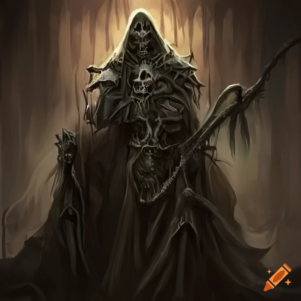 Detailed illustration of a skeletal lich wizard on Craiyon